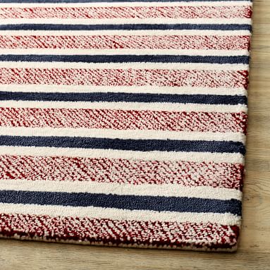 Textured Stripe Wool Rug - Red | Pottery Barn Teen