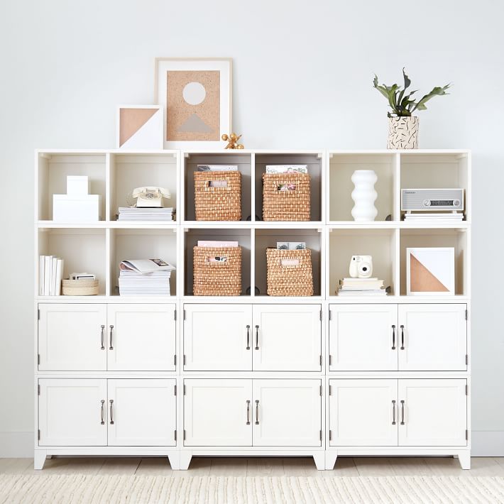 Hampton Triple 2-Shelf Cabinet Storage Tall Bookcase | Pottery Barn Teen