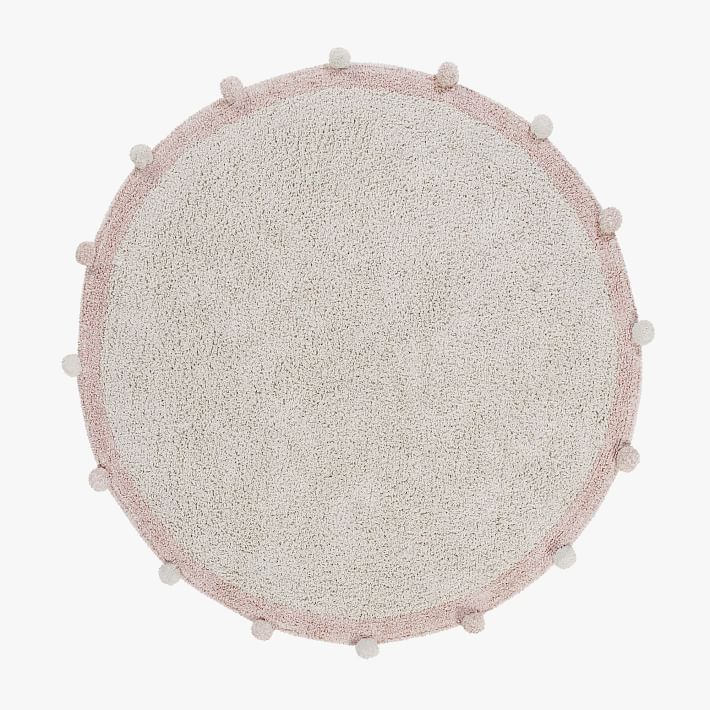 Pom-Pom Round Washable Cotton Rug | Pottery Barn Teen
