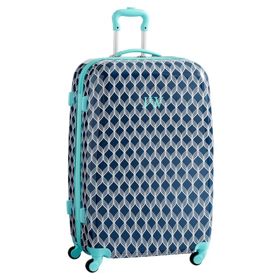 Hard-Sided Navy & Pool Bryn Checked Spinner | Teen Luggage | Pottery ...