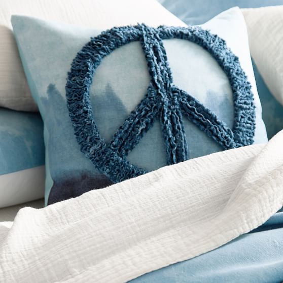 Indigo Peace Sign Pillow Cover | Pottery Barn Teen