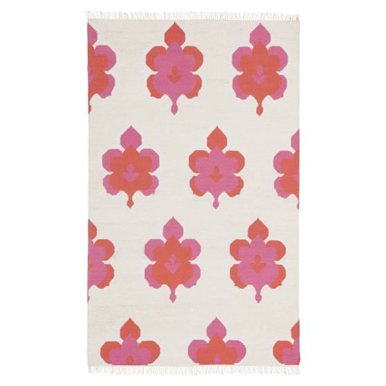Leaf Medallion Lurex Rug - Bright Pink & Coral - Sale | Pottery Barn Teen