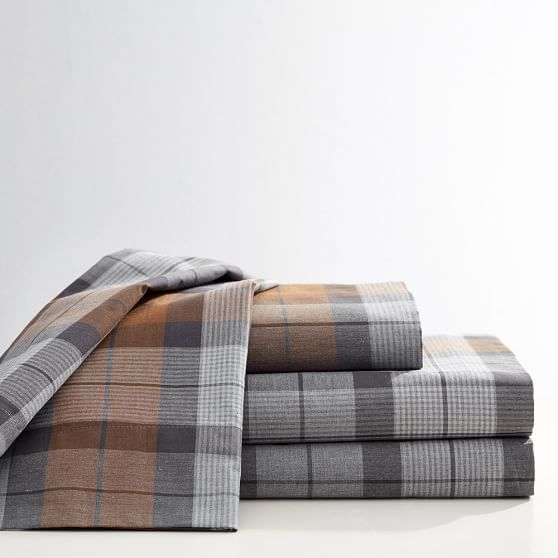 Asher Plaid Heathered Boy's Sheet Set | Pottery Barn Teen