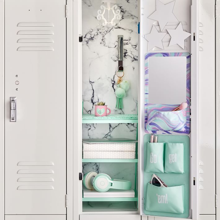 Pink & Purple Marble Pocket Locker Locker Mirror | Locker Decoration ...