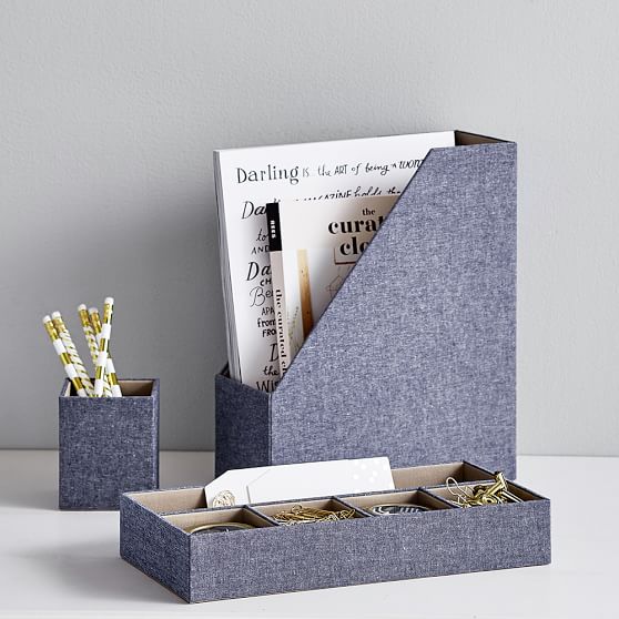 Desk Accessories Set - Chambray | Desk Decor | Pottery Barn Teen