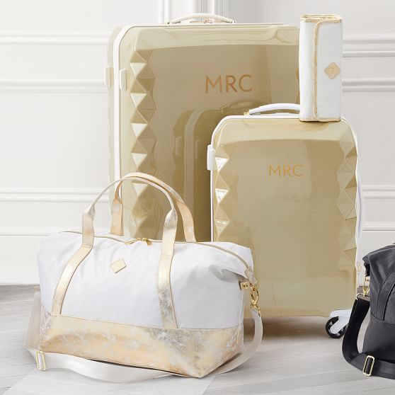 Luxe Hard-Sided Gold Glitter Carry-On Spinner Suitcase | Pottery Barn Teen