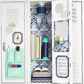 Navy Deco Medallion Dry-Erase Pocket | Locker Decoration | Pottery Barn ...