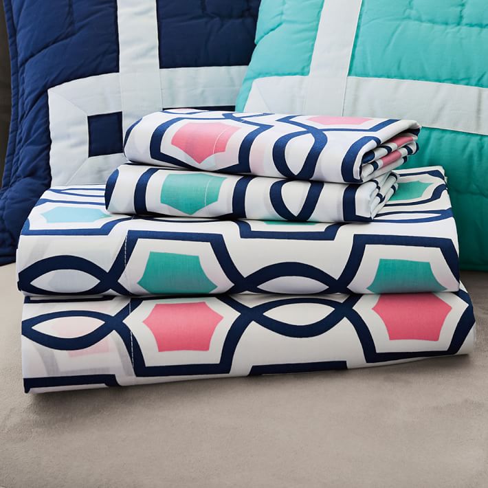Royal Navy Emma Ribbon Trim Teen Quilt + Sham | Pottery Barn Teen