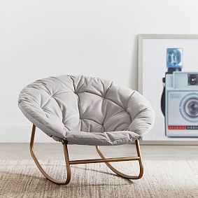 Gray Velvet Round Rocking Chair | Pottery Barn Teen
