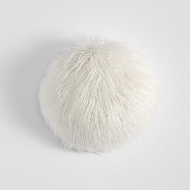 Faux Fur Mongolian Round Dorm Pillow | Pottery Barn Teen
