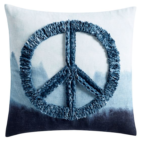 Indigo Peace Sign Pillow Cover | Pottery Barn Teen