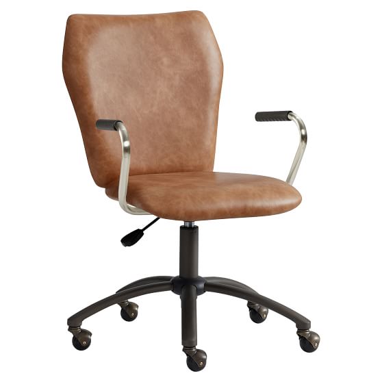 Cognac Faux-Leather Airgo Desk Chair| Desk Chair | Pottery Barn Teen