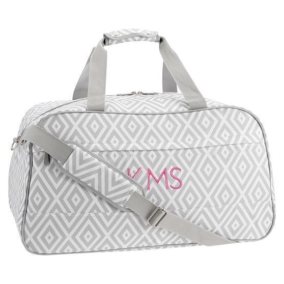Jet Set Gray Preppy Diamond Duffle | Teen Luggage | Pottery Barn Teen