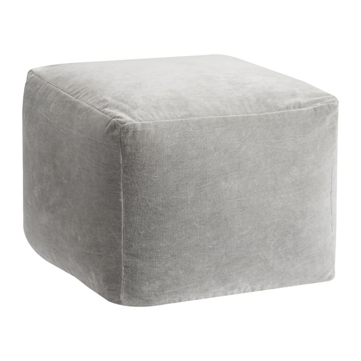 Velvet Gray Lounge Pouf | Pottery Barn Teen