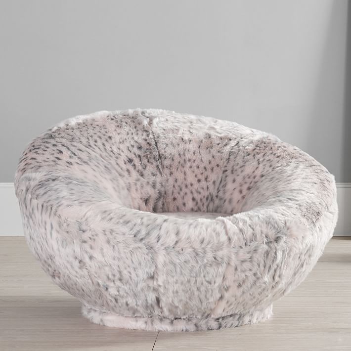 Blush Leopard Faux-Fur Groovy Swivel Chair | Pottery Barn Teen