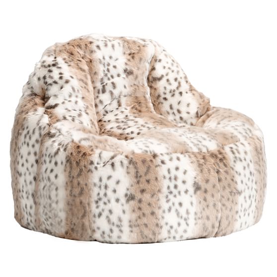 Snow Leopard Faux-Fur Leanback Lounge Chair | Pottery Barn Teen