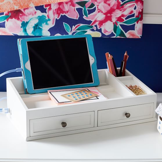 Classic Wooden USB Tech Caddy | Desk Accessories | Pottery Barn Teen