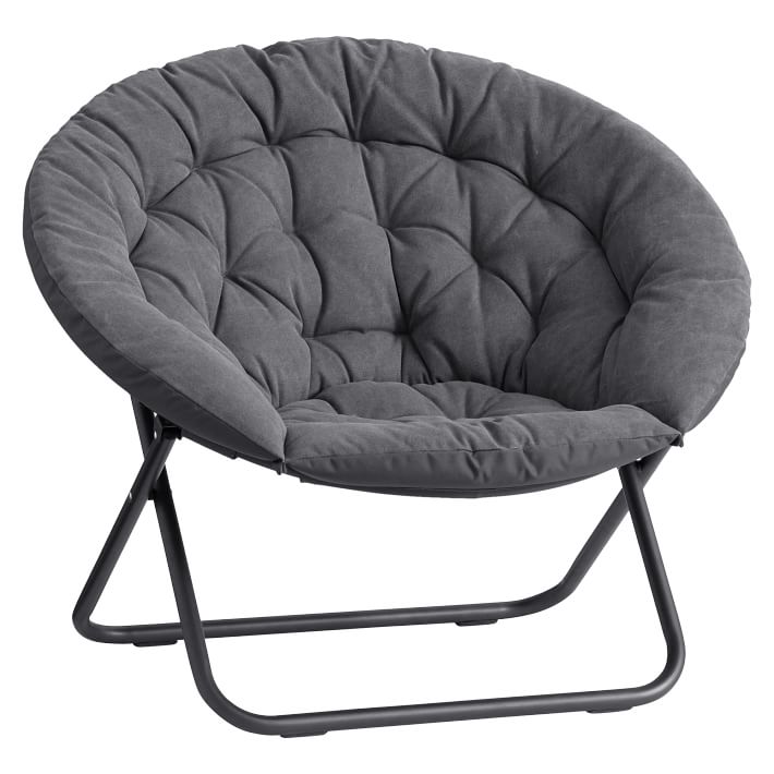 Enzyme-Washed Canvas Light Grey Round Chair | Pottery Barn Teen