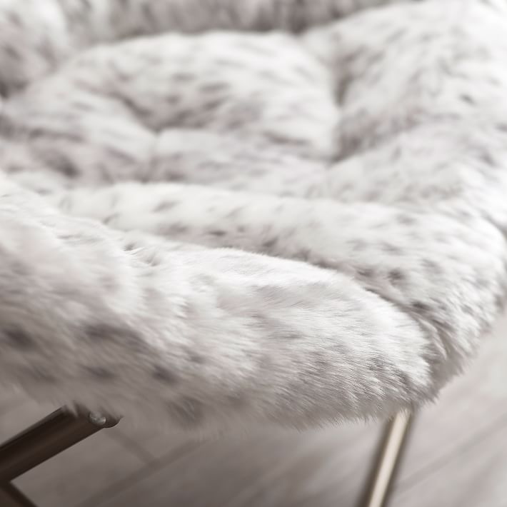 Gray Leopard Faux-Fur Round Chair | Pottery Barn Teen