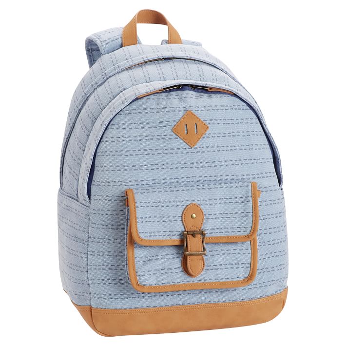 Dusty Blue Dashing Stripe Teen Backpack | Pottery Barn Teen