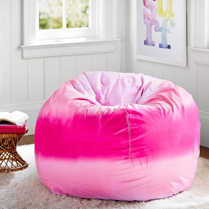 Pink Dip-Dye Twill Bean Bag Chair | Pottery Barn Teen