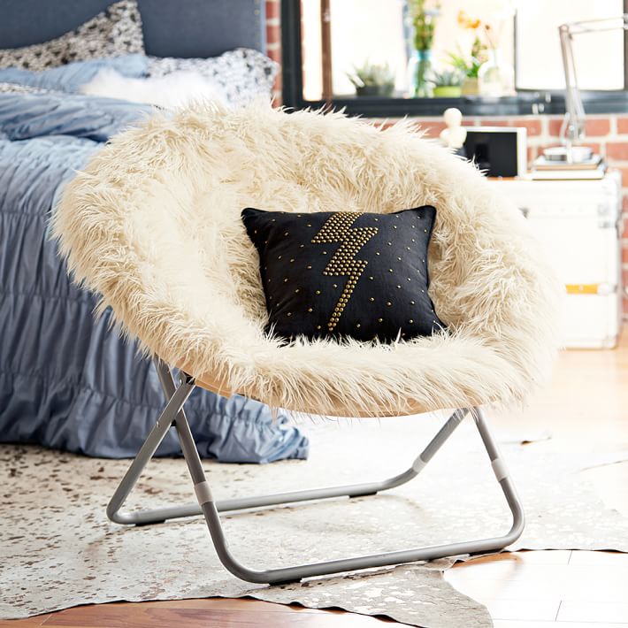 Ivory Furlicious Faux-Fur Round Chair | Pottery Barn Teen