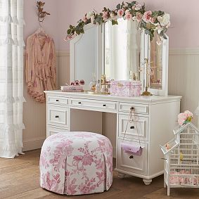 LoveShackFancy Garden Damask Ottoman | Pottery Barn Teen