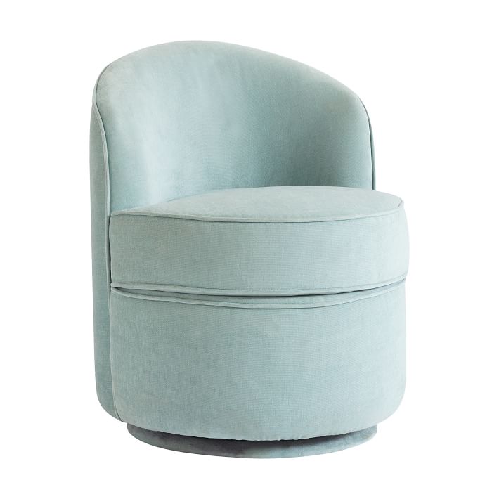 Distressed Velvet Aqua Everly Vanity Swivel Chair | Pottery Barn Teen