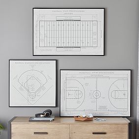 Basketball Vintage Framed Sports Art | Pottery Barn Teen