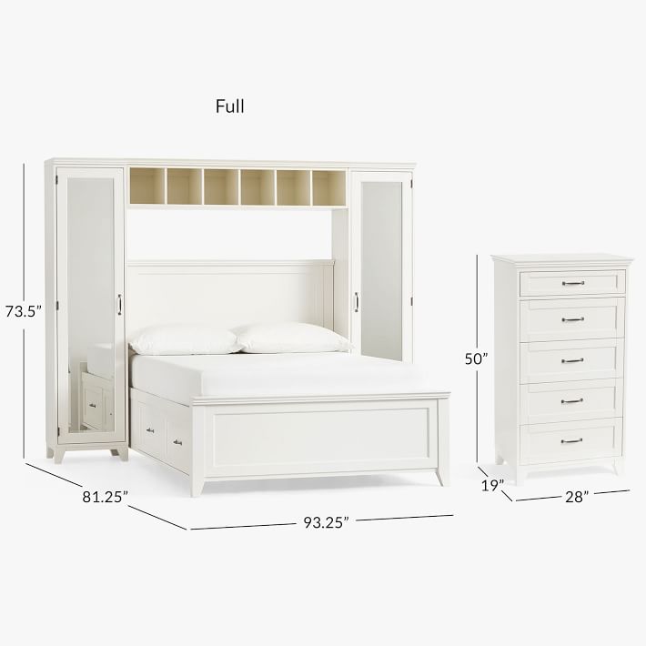 Hampton Storage Bed With Bedroom Vanity & 5-Drawer Tall Dresser Set ...