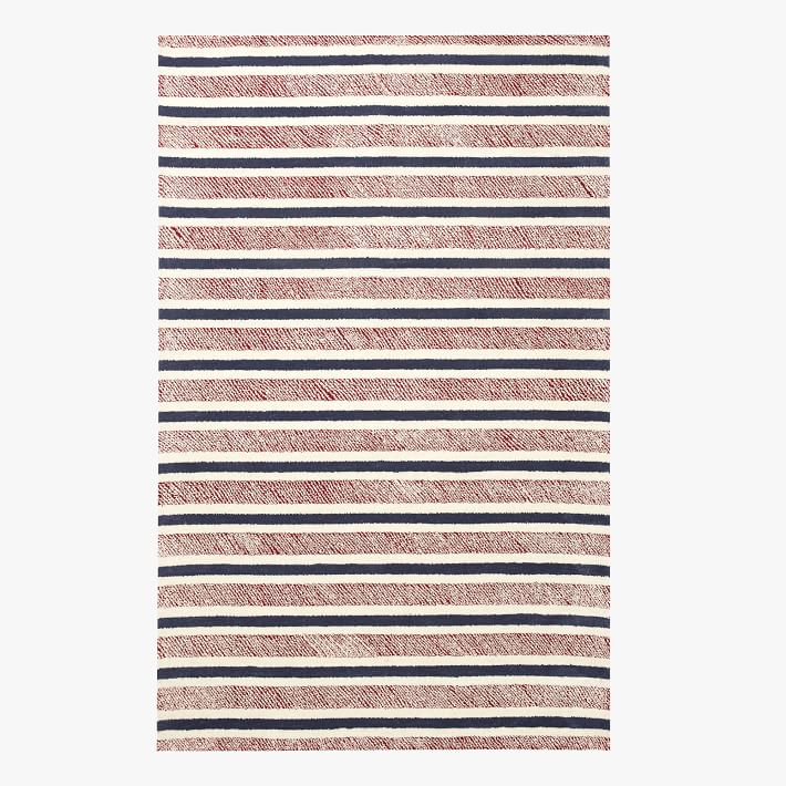 Textured Stripe Wool Rug - Red | Pottery Barn Teen