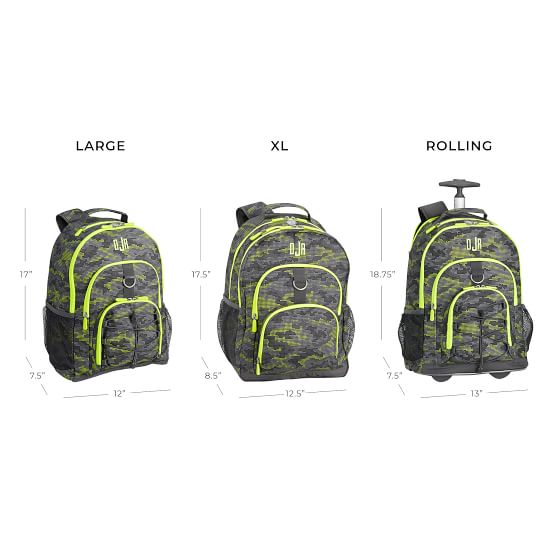 Dot Camo Gray Neon Rolling Backpack For Teens | Pottery Barn Teen