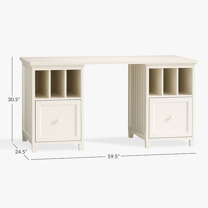 Beadboard Smart Divider Storage Desk, Simply White | Pottery Barn Teen