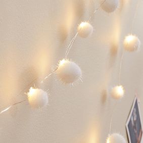 Iridescent Pom Pom String Lights | Pottery Barn Teen