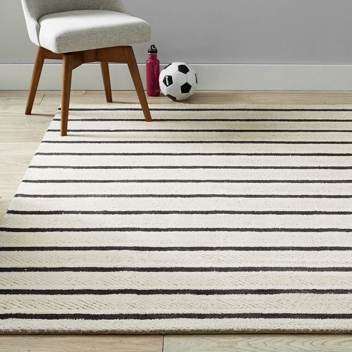 Textured Stripe Wool Rug - Natural | Pottery Barn Teen