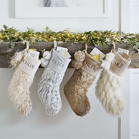 Snow-Cat Faux-Fur Christmas Stocking | Pottery Barn Teen
