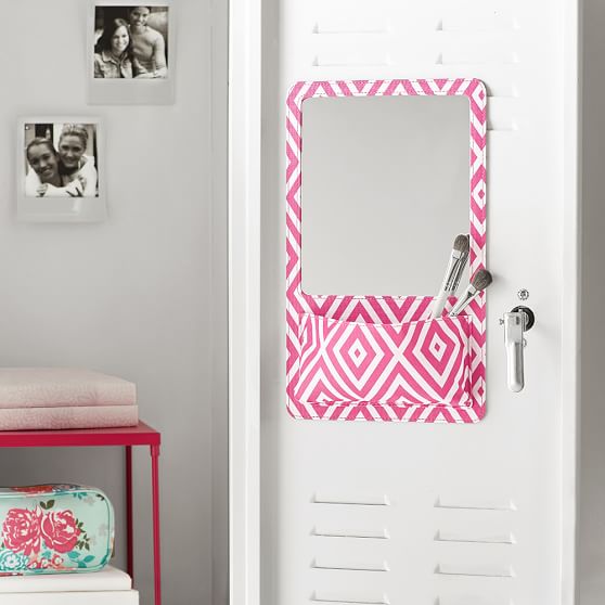 Preppy Diamond Pink Magenta Locker Locker Mirror & Pocket Organizer ...