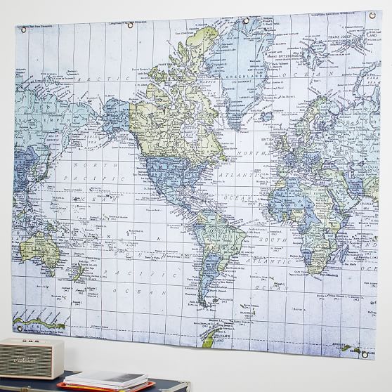 World Atlas Map Wall Mural | Teen Wall Decor | Pottery Barn Teen