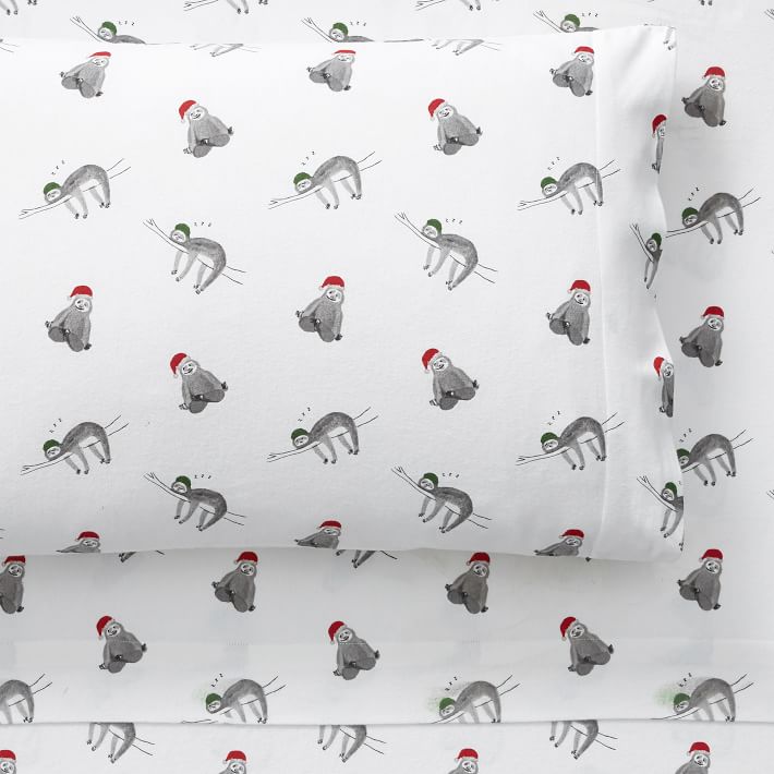 Sloths Organic Flannel Sheet Set | Pottery Barn Teen