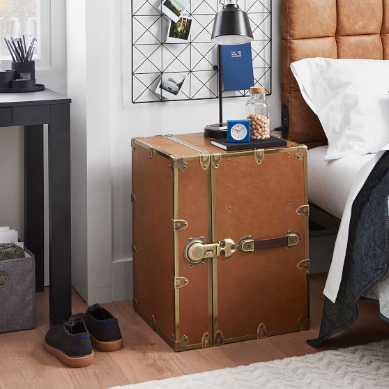 Faux Leather Bedside Dorm Trunk | Pottery Barn Teen