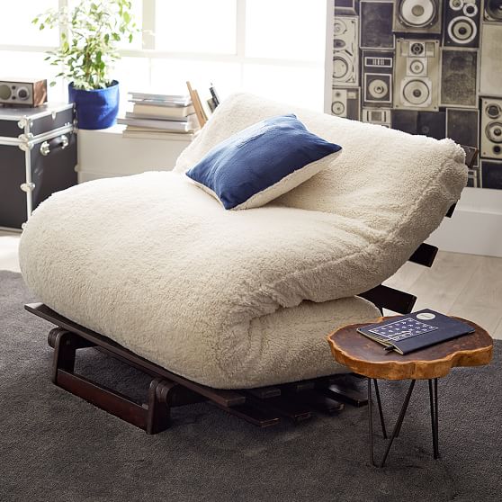Sherpa Faux-Fur Futon Sofa | Teen Sofa | Pottery Barn Teen