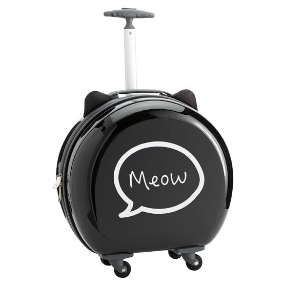 Hard-Sided Round Cat Carry On, Black | Teen Luggage | Pottery Barn Teen