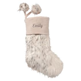 Snow-Cat Faux-Fur Christmas Stocking | Pottery Barn Teen