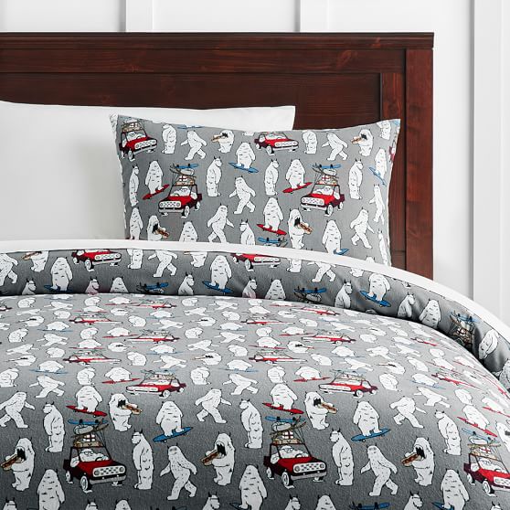Yuletide Yeti Flannel Boy's Duvet Cover + Sham | Pottery Barn Teen