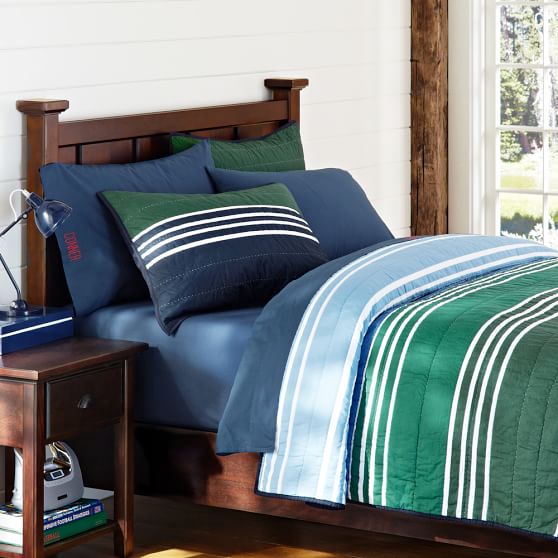 Beckett Stripe Boys Quilt - Multi Green | Sale | Pottery Barn Teen