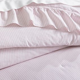 Washed Cotton Ruffle Stripe Comforter | Pottery Barn Teen