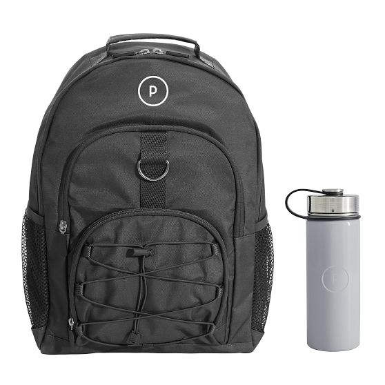Charcoal Backpack and Solid Gray Slim Water Bottle Bundle | Pottery ...