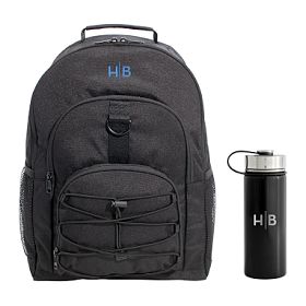 Solid Black Backpack and Solid Black Slim Water Bottle Bundle | Pottery ...