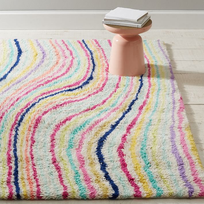 Wavy Stripe Wool Rug | Pottery Barn Teen