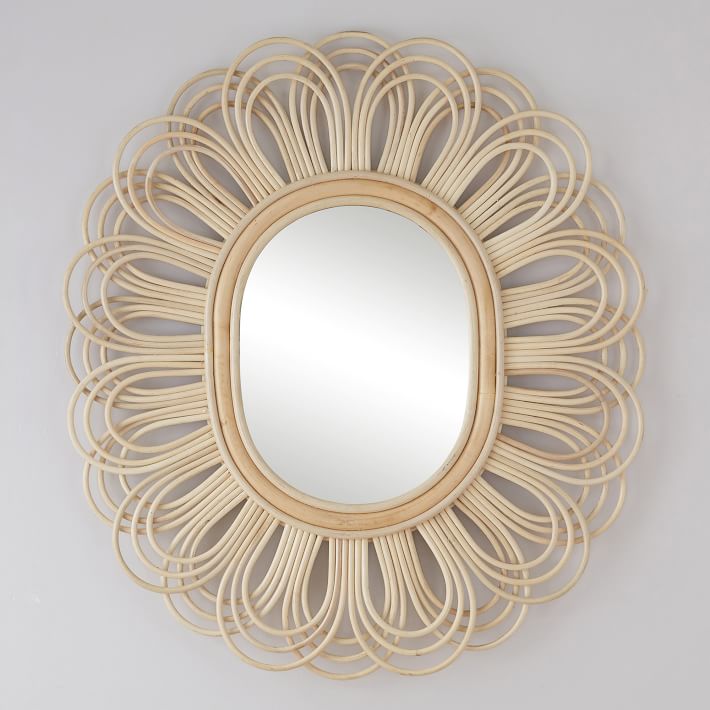 Rattan Flower-Shaped Mirror | Pottery Barn Teen